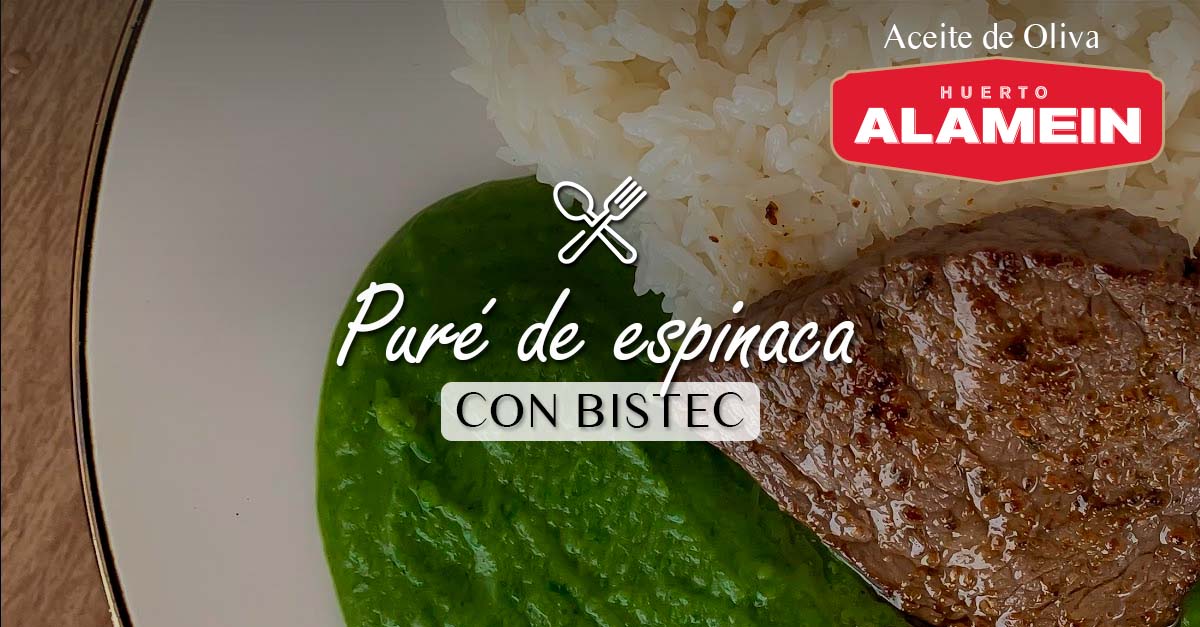 Puré de espinacas con bistec - Huerto Alamein