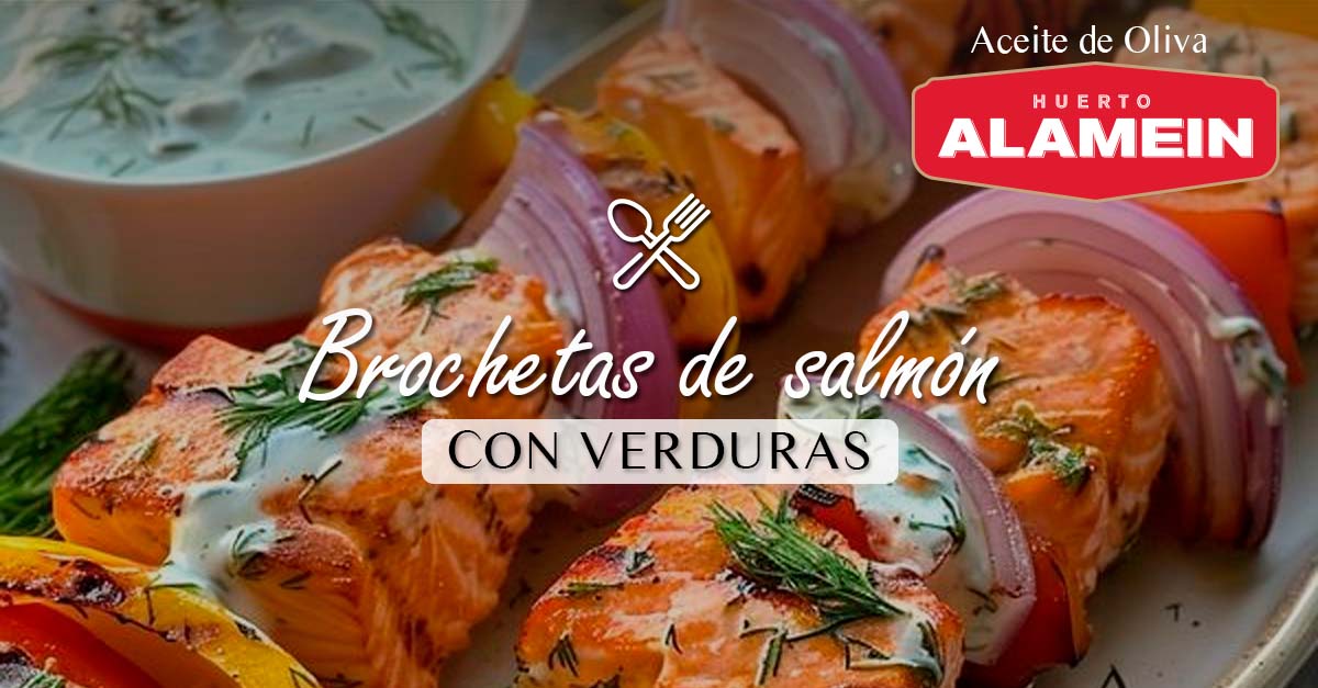 Brochetas de Salmón con Verduras - Huerto Alamein